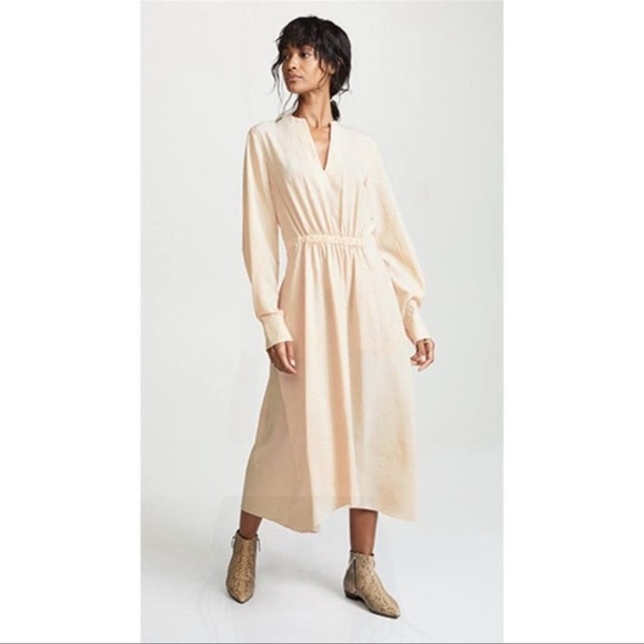 Vince | Dresses | Vince Poet Cream Textured Long Sleeve Midi Dress Xs ...